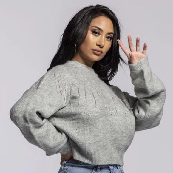 WOW couture | Sweaters | Only Large Left Gray Jewel Sweater | Poshmark